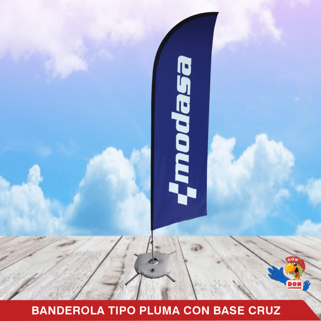 Banderola tipo pluma con base cruz DON LETRERO
