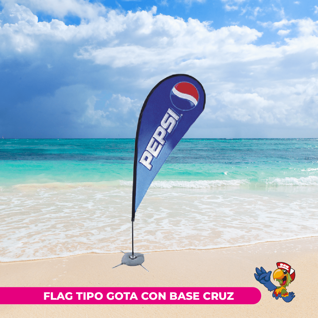 Banderola – Flag tipo gota con base cruz DON LETRERO