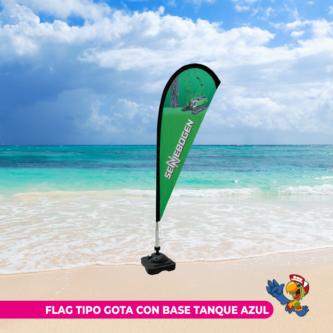 Banderola – Flag tipo gota con base tanque azul DON LETRERO