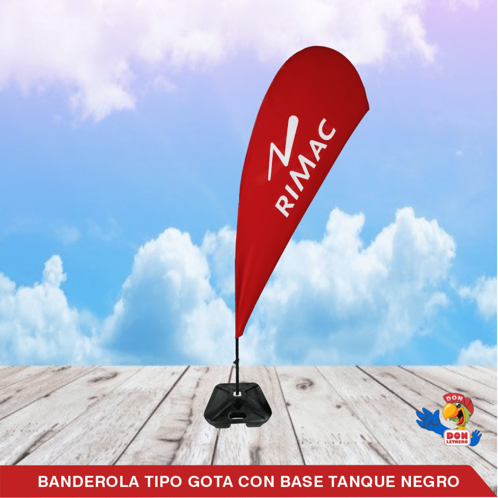 Banderola tipo gota con base tanque negro DON LETRERO